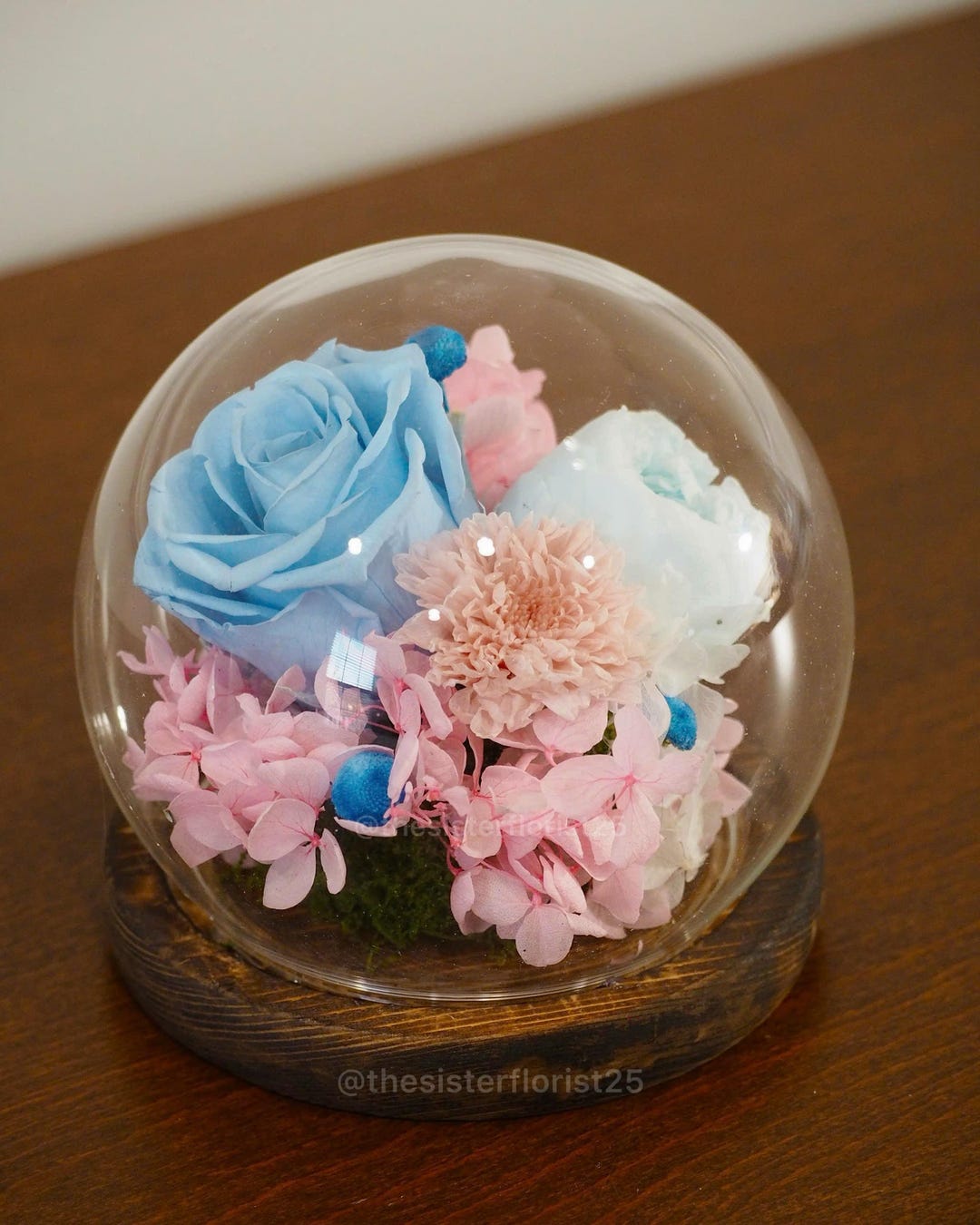 Preserved Flowers Bouquet Glass Dome, Best for Birthdays, Anniversary ...
