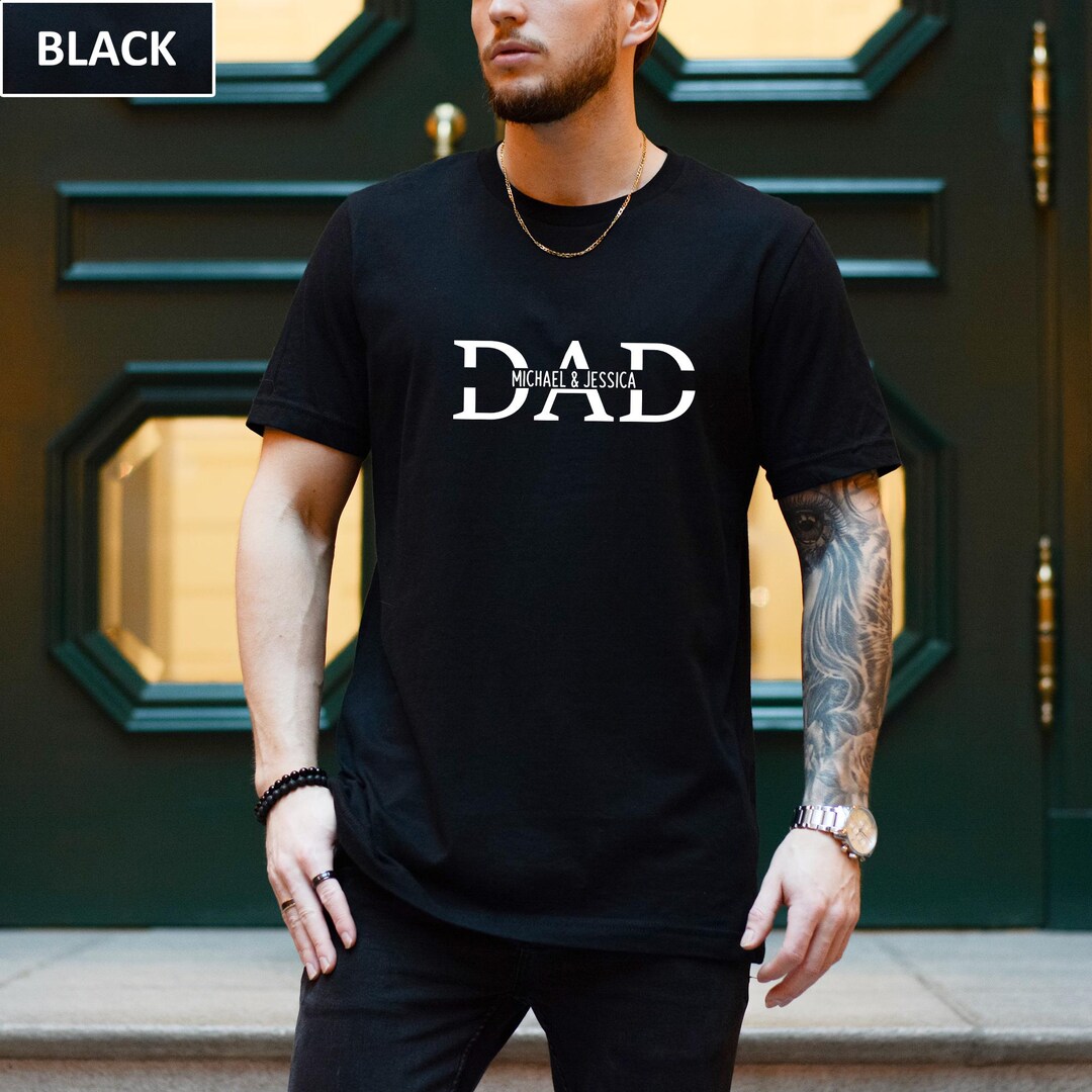 Personalized Dad T-shirt With Kids Names, Custom Father's Day Gift for ...