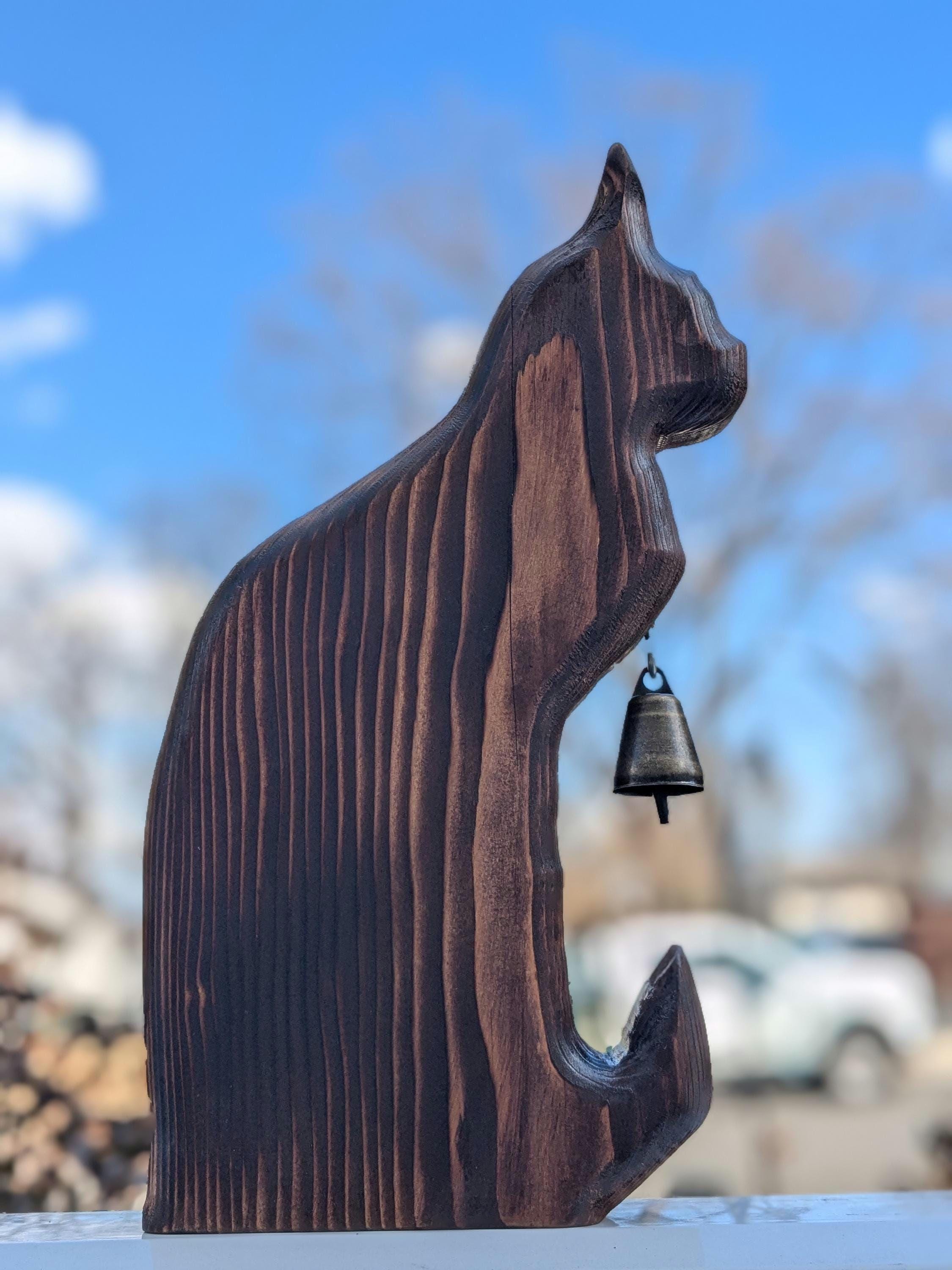 Shou Sugi Ban Cat Fence Decoration: Wood Torched Cat Art - Etsy