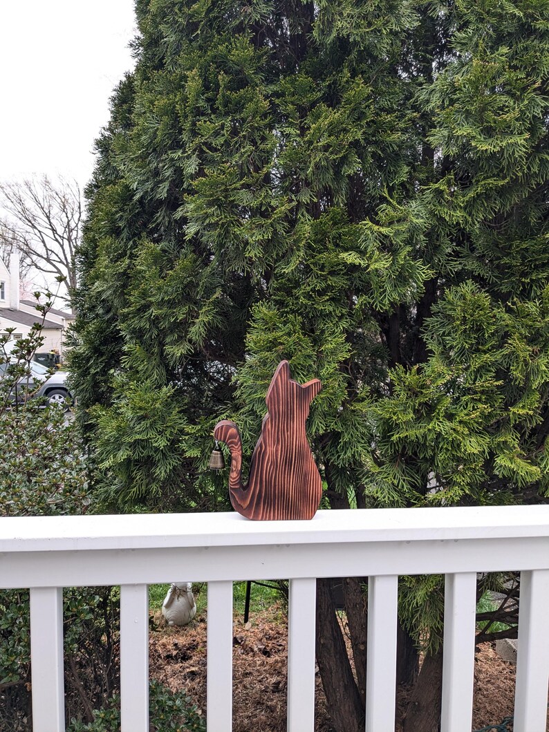 Shou Sugi Ban Cat Fence Decoration: Wood-burned Yard Art - Etsy