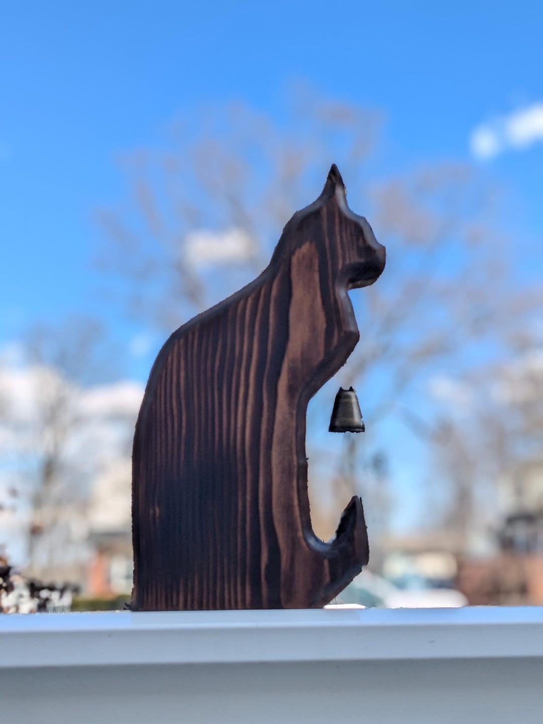 Shou Sugi Ban Cat Fence Decoration: Wood Torched Cat Art - Etsy