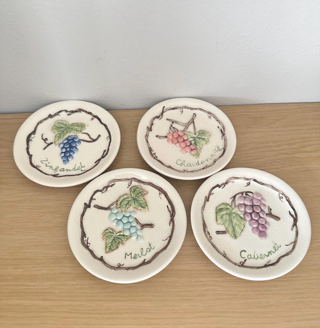 Vintage Wine Grape Mini Plates | Antique Style Ceramic Decorative ...