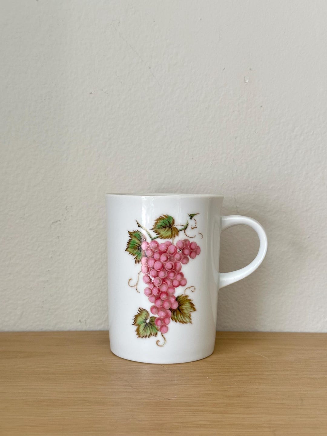 Vintage Porcelain Grape Mug | Milky White Ceramic Tea Cup - Etsy