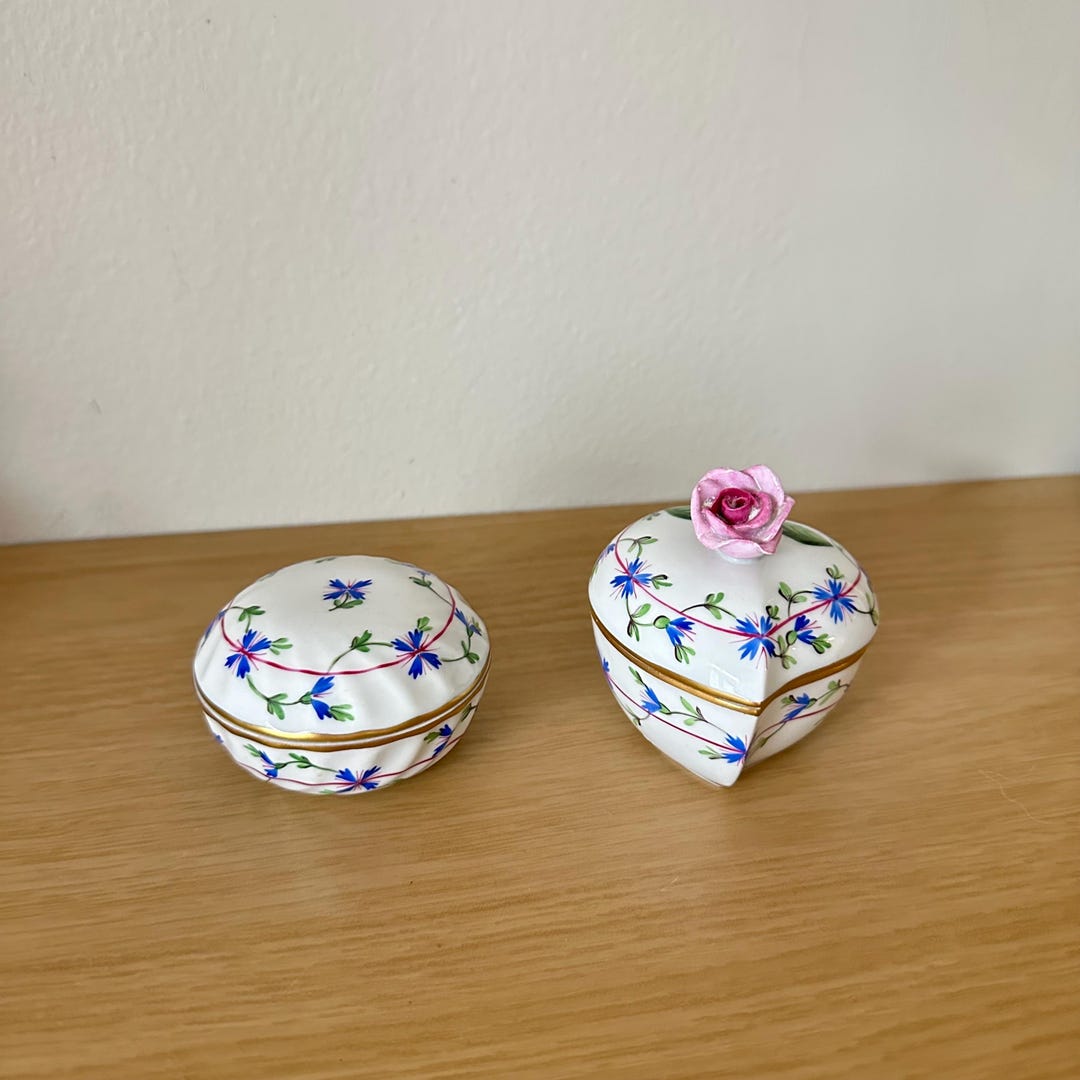 Vintage Porcelain Floral Trinket Boxes | Ring Box / Floral Decor - Etsy