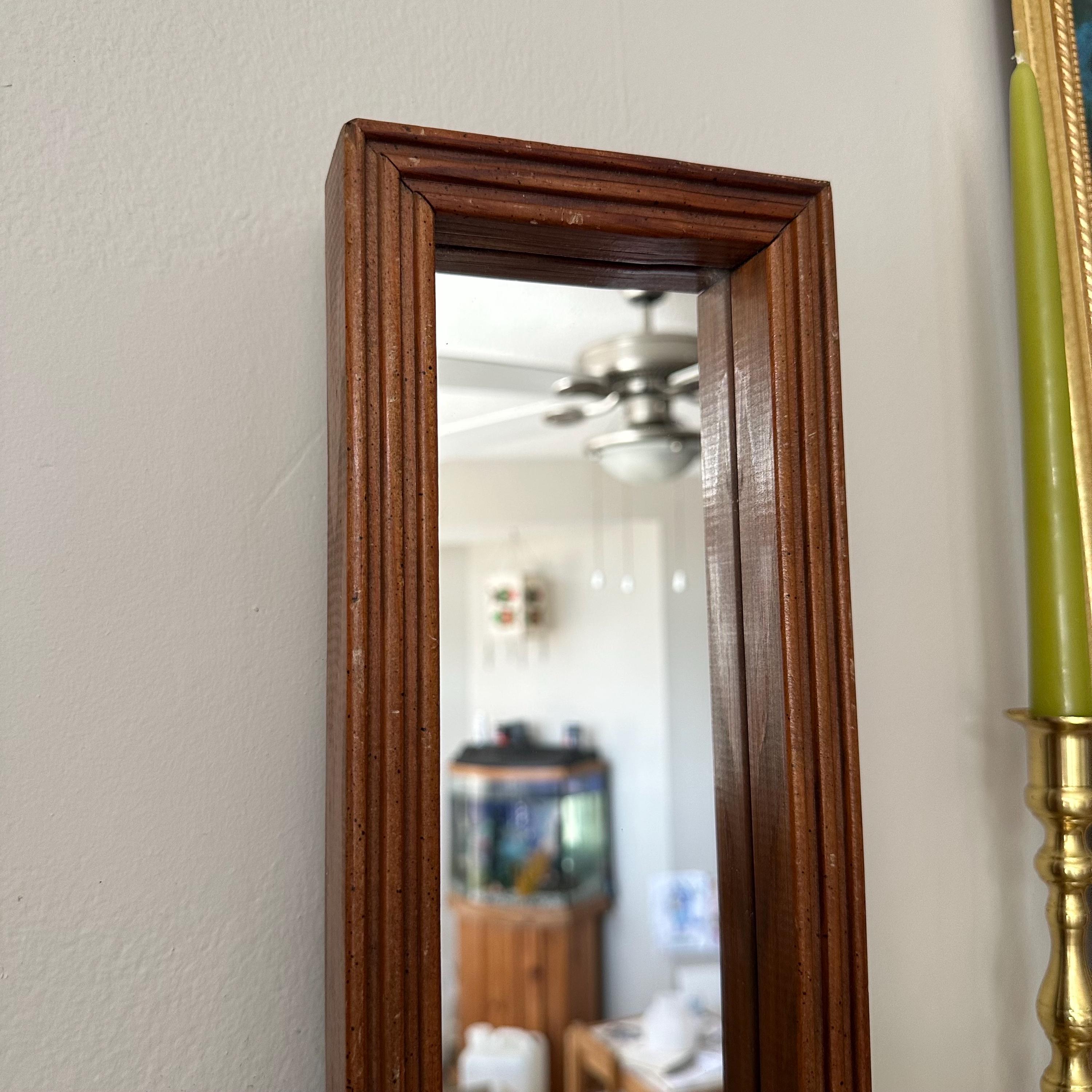 Antique Wooden Rectangle Mirror | Entryway / Mantel Accent - Etsy