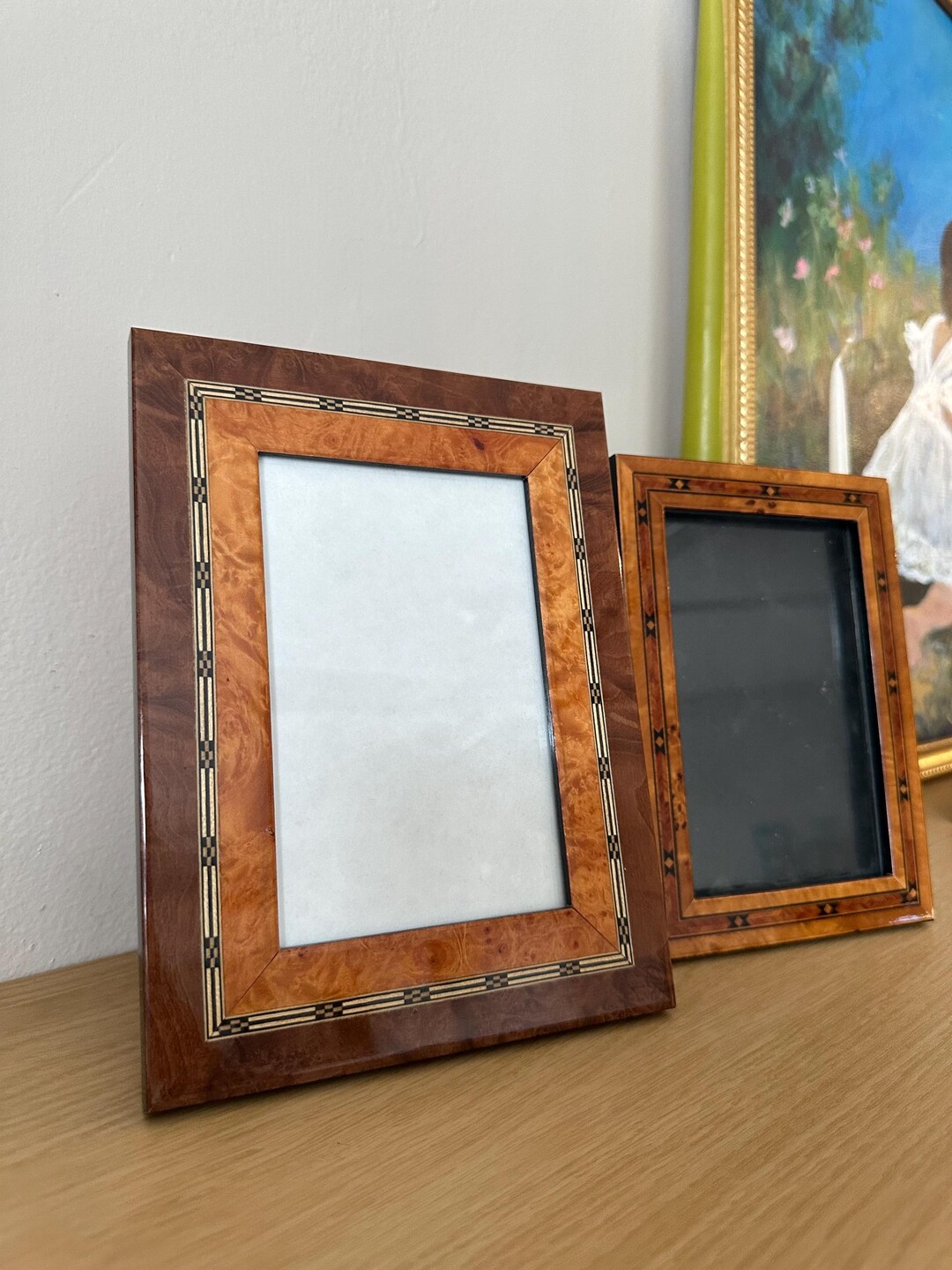 Vintage Set of Wooden Marquetry Inlay Picture Frames (2) - Etsy