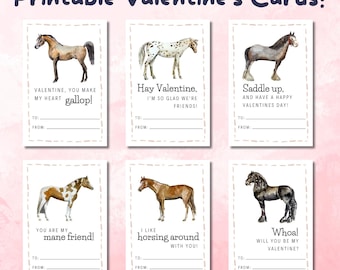 Horse Valentine's Day Cards Printable | Kids Horse Valentine Tags ...