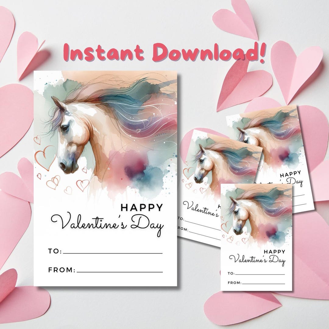 Horse Valentine's Day Printable Class Card | Valentines Card | Class ...