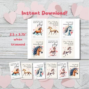 Horse Valentine's Day Cards Printable | Kids Horse Valentine Tags ...
