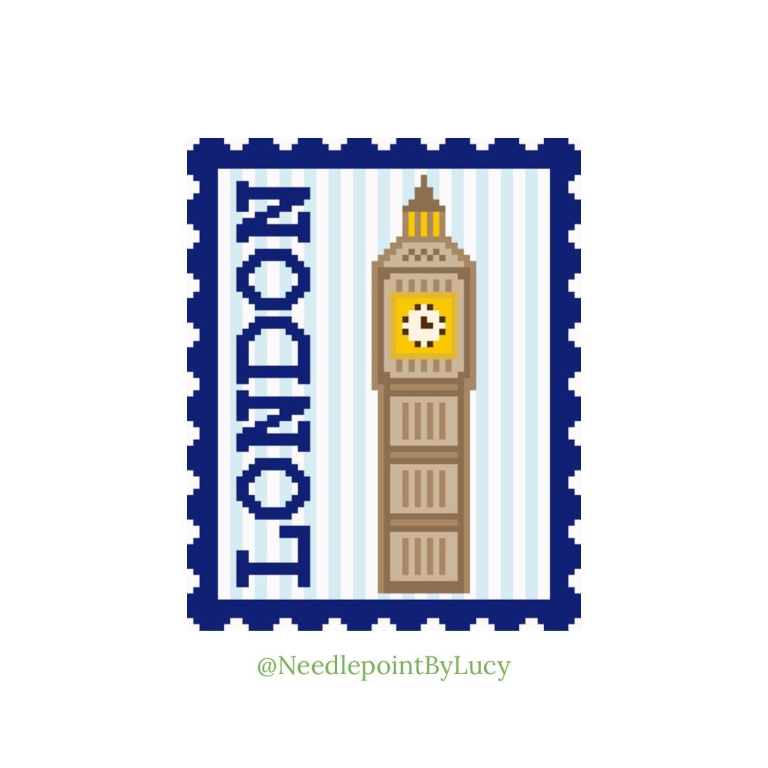 London Big Ben Stamp Travel Needlepoint Chart Download PDF - Etsy
