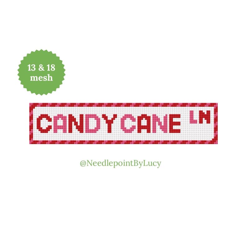 Candy Cane Lane Street Sign | Christmas Holiday Needlepoint Chart ...
