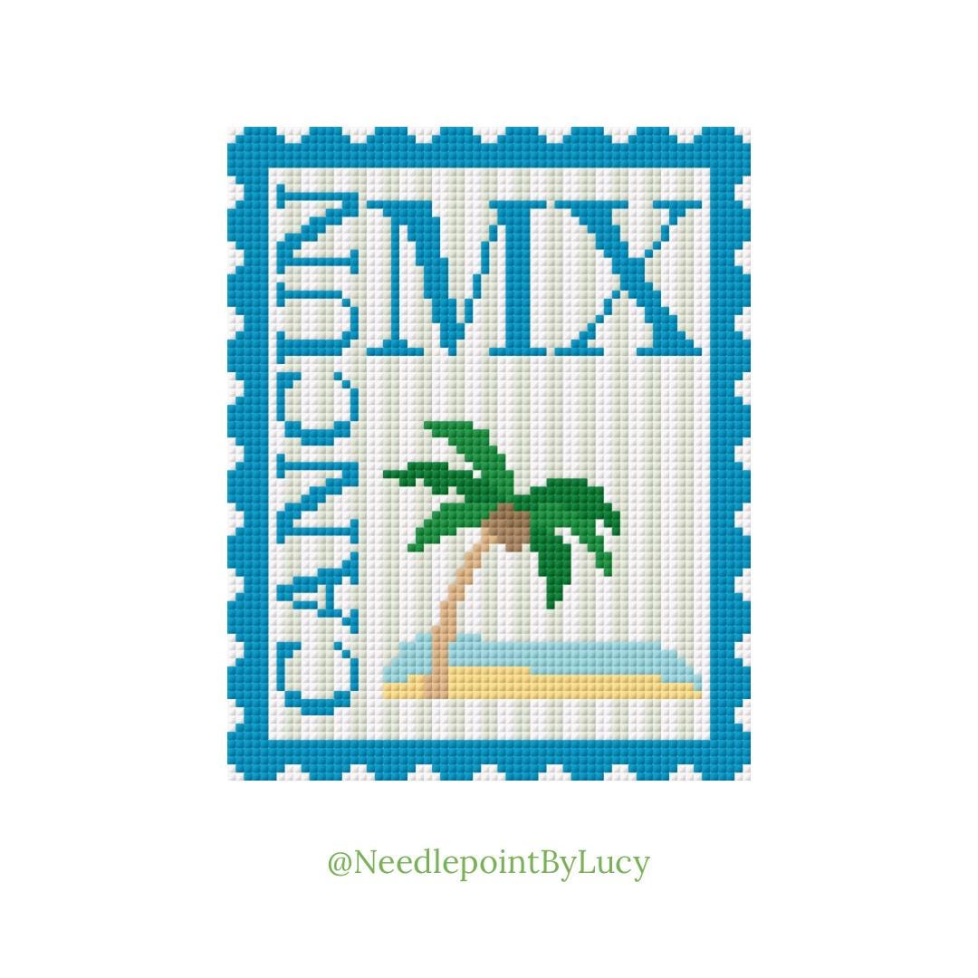 Mexico Beaches (cancun + Cozumel) MX Stamp Travel Needlepoint Chart ...