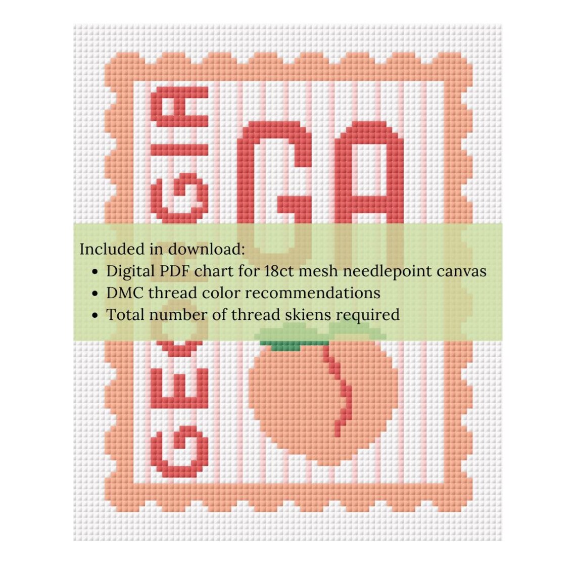 Georgia Peach Stamp Needlepoint Chart PDF - Etsy