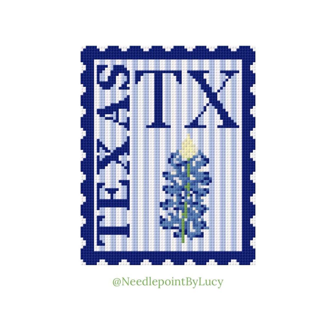 Texas Bluebonnet TX Flower Stamp Travel Needlepoint Chart Download PDF ...
