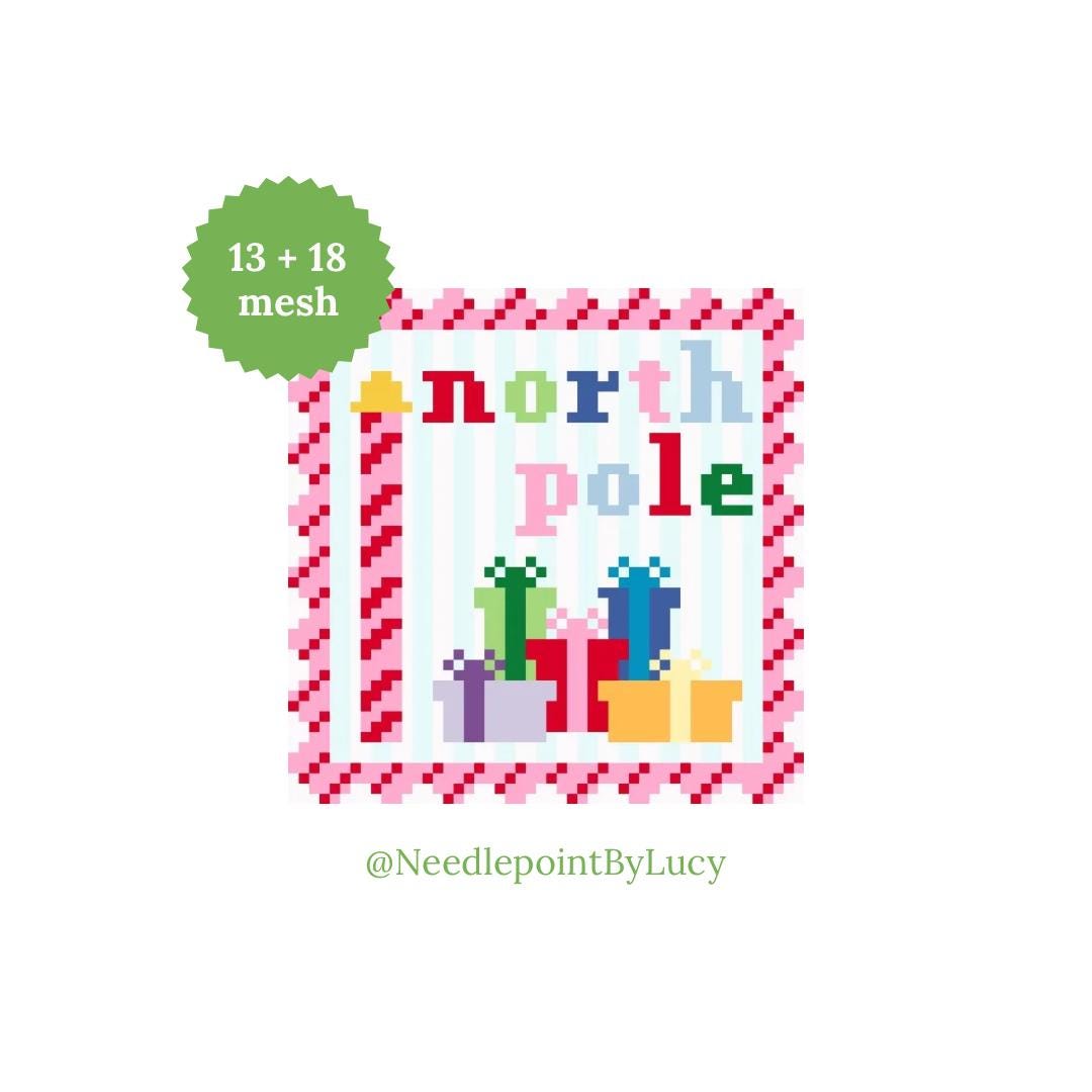 North Pole Christmas Holiday Needlepoint Chart Stamp PDF (13 & 18 Mesh ...
