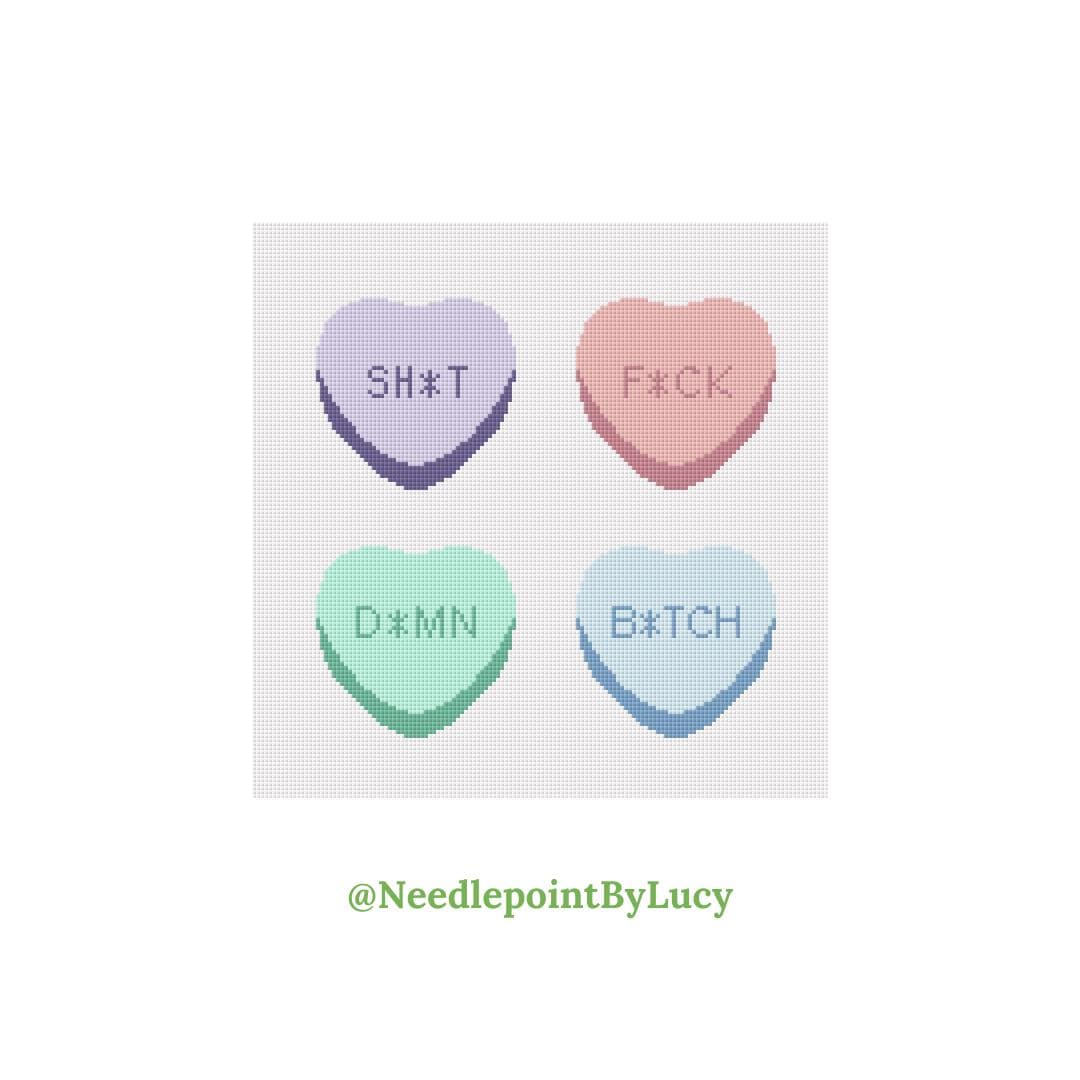 Curse Candy Conversation Hearts Needlepoint Downloadable Chart PDF - Etsy