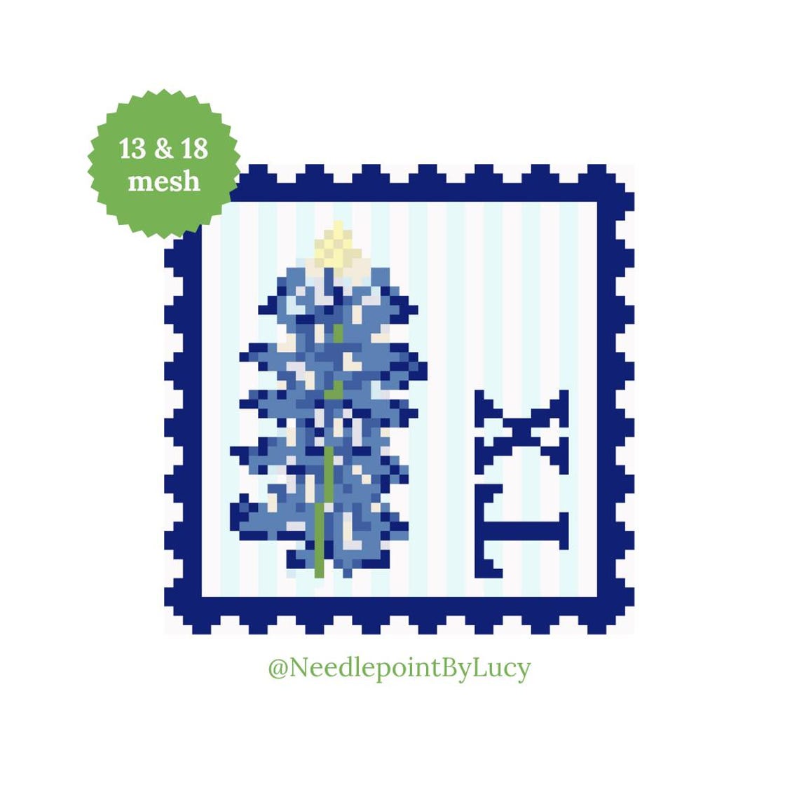 Texas Bluebonnet TX Flower Stamp Travel Needlepoint Chart Download PDF ...