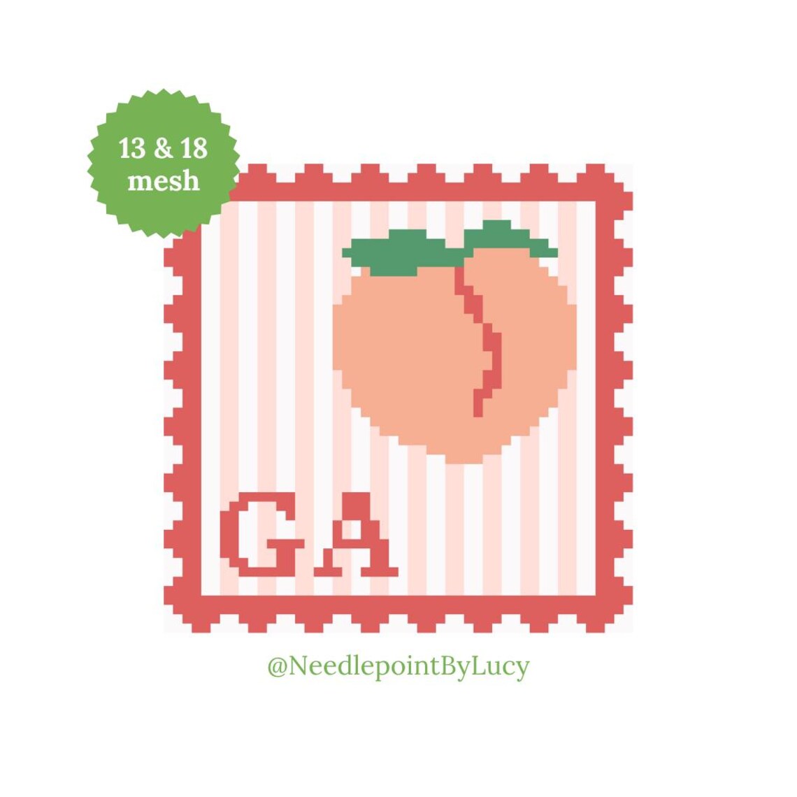 Georgia Peach Stamp Needlepoint Chart PDF (13 & 18 Mesh) - Etsy