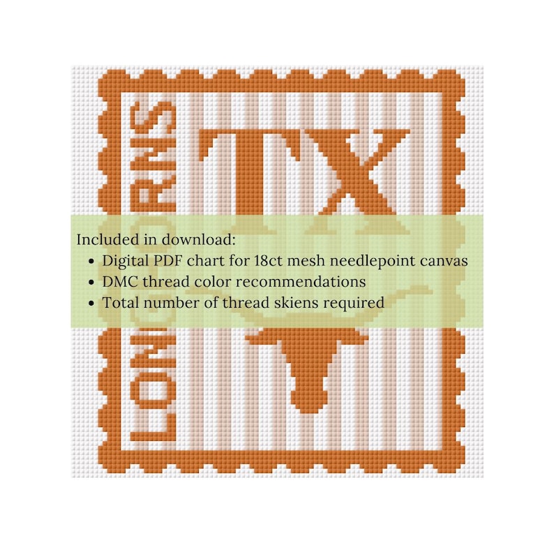 Texas Longhorns Stamp Needlepoint Chart PDF - Etsy