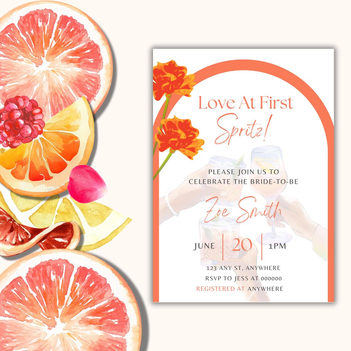 Aperol Spritz Aperol Spritz Print Cocktail Bridal Shower Invitations ...