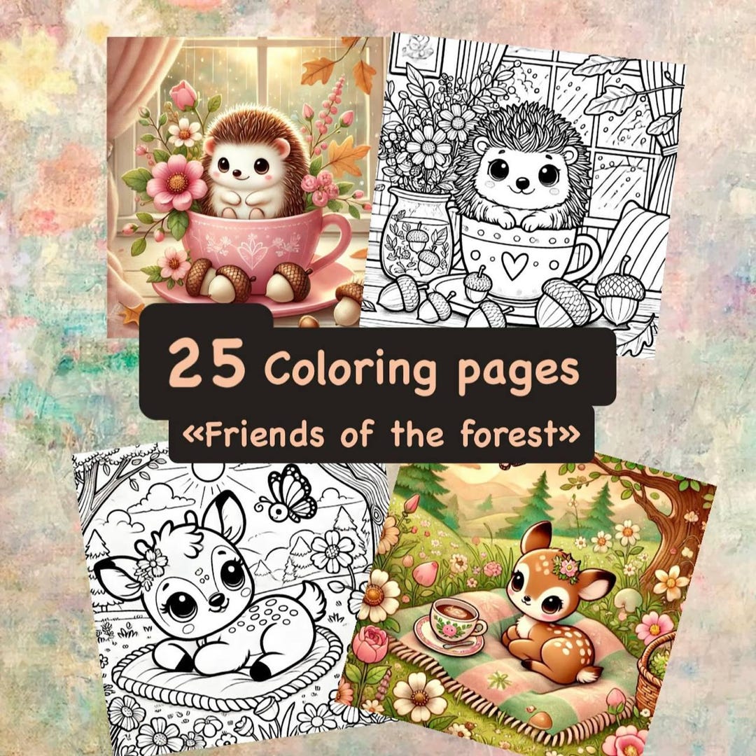 Kawaii Animal 25 Coloring Pages,book. Cute Animal Printable,adorable ...