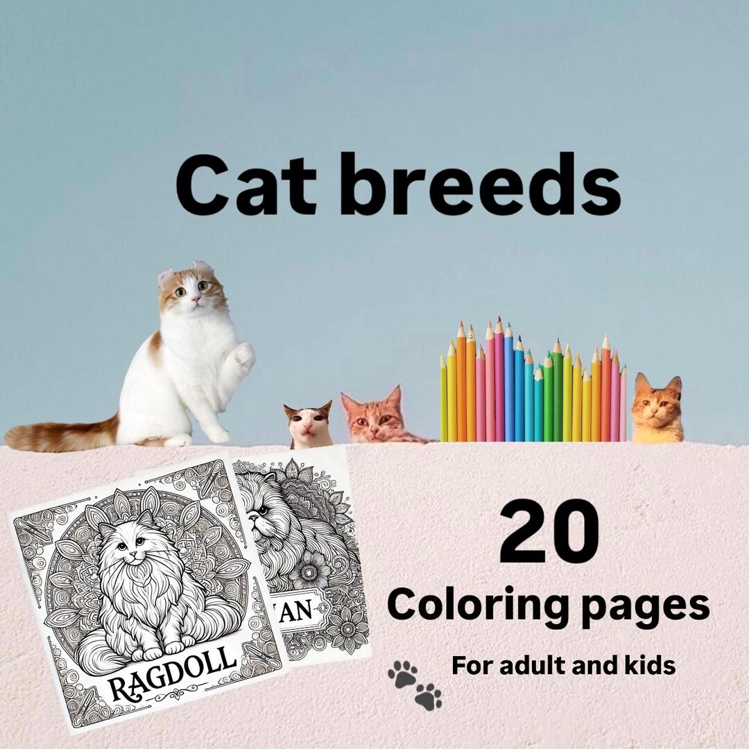 Cat Breeds Coloring Pages – 20 Printable PDF Sheets for Kids and Adults ...