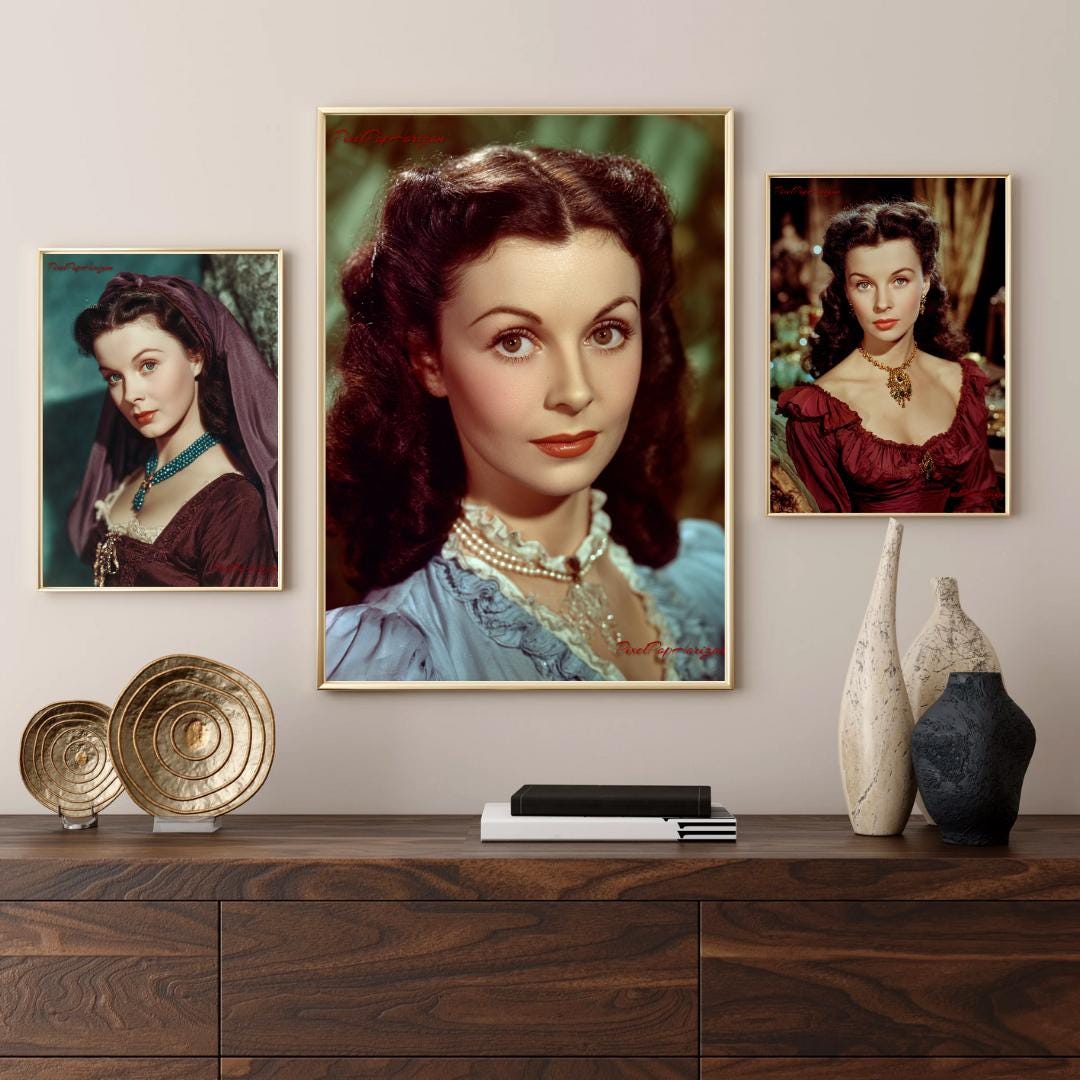 Vivien Leigh Colorized Wall Art Bundle | Classic Hollywood Glamour ...
