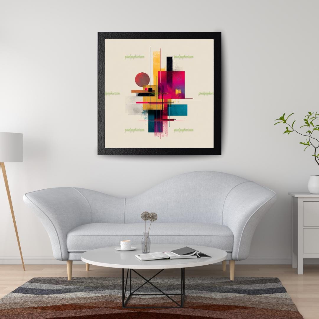 Modern Abstract Geometry Wall Art Bundle Vibrant Minimalist Shapes ...
