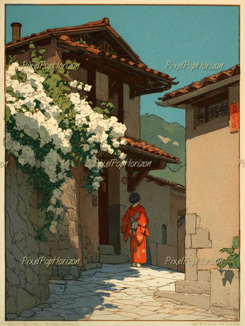 Hiroshi Yoshida Digital Japanese Woodblock Print: Sunset Fishing ...
