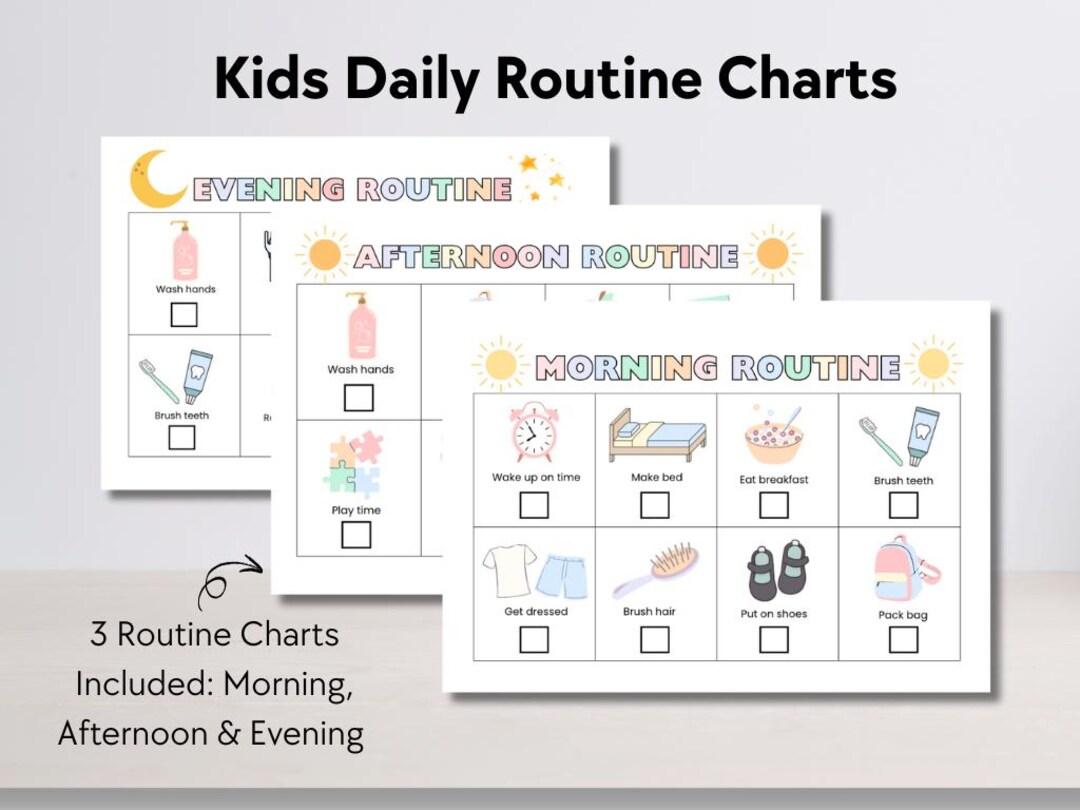 Kids Daily Routine Charts | Morning, Afternoon and Evening| A4 ...