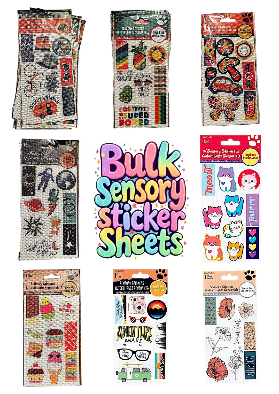 Sensory Sticker Sheets Bulk Lot: Sandy Lion, Trends International - 23 ...
