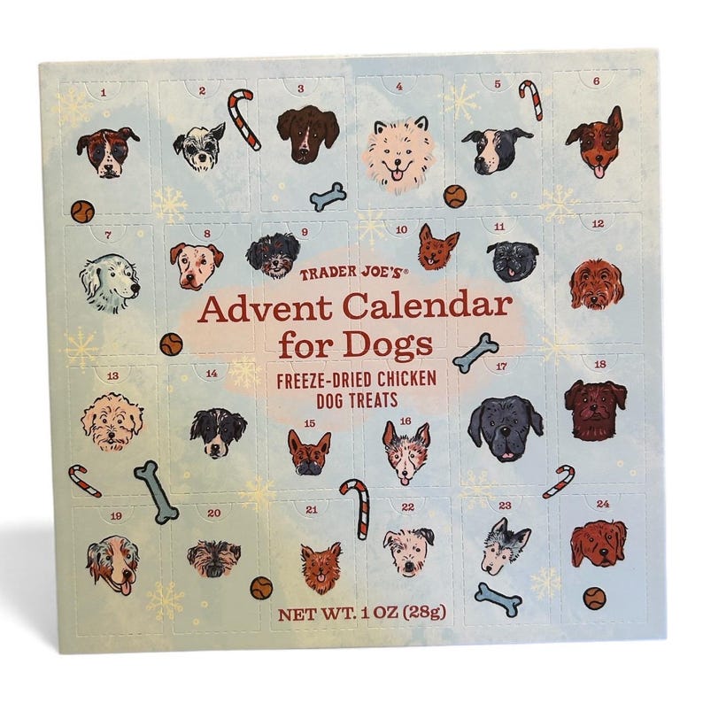 Trader Joe’s Advent Calendar for Dogs + Whole Kernel Corn Squeaky Toy ...