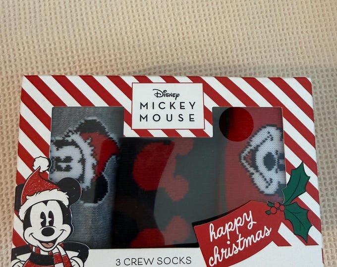 Disney Mickey Mouse Christmas Socks Gift Set | 3 Pack Crew Socks | Shoe ...