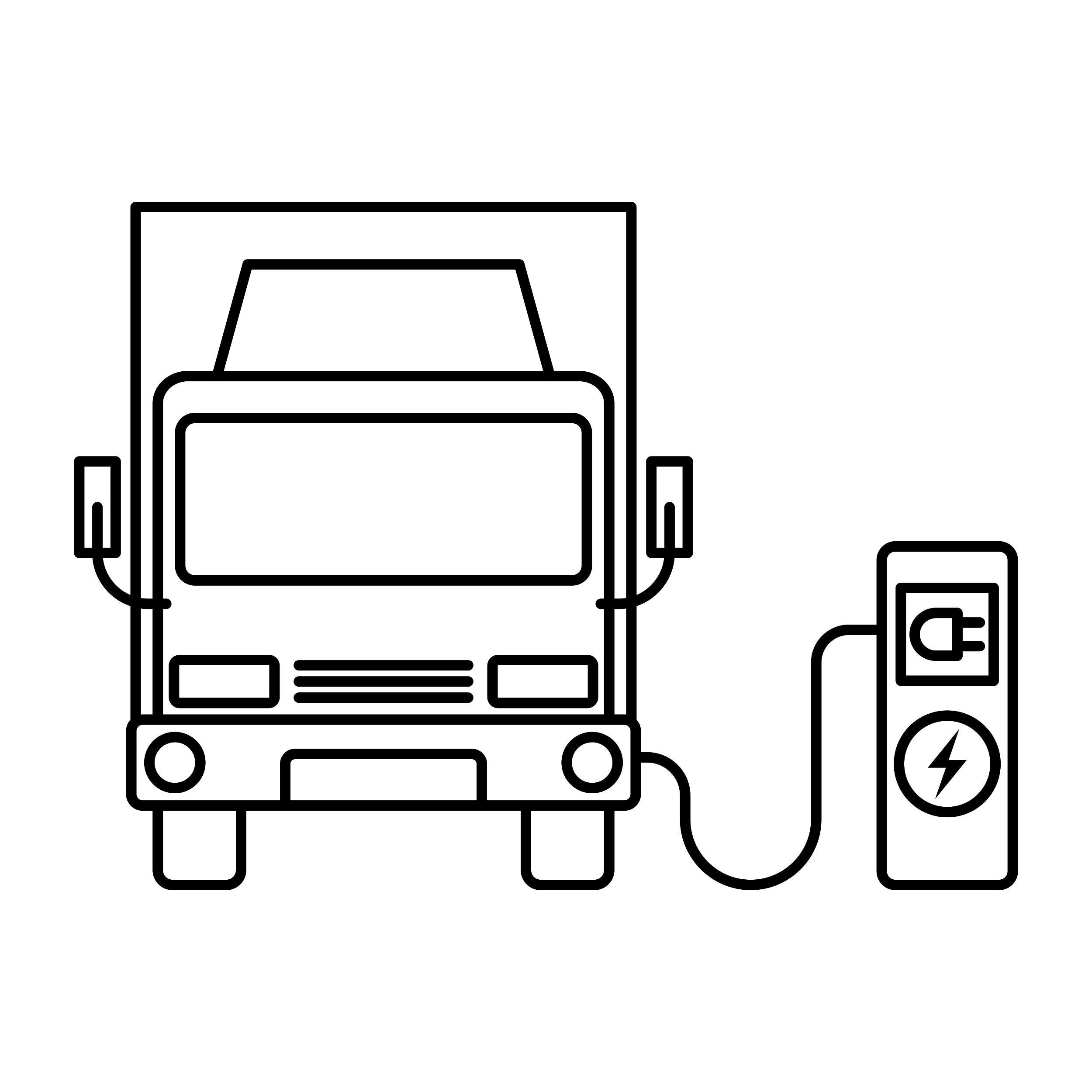 Electric Vehicle Charging Station Outlined Icon, Symbol. Bus, Truck ...