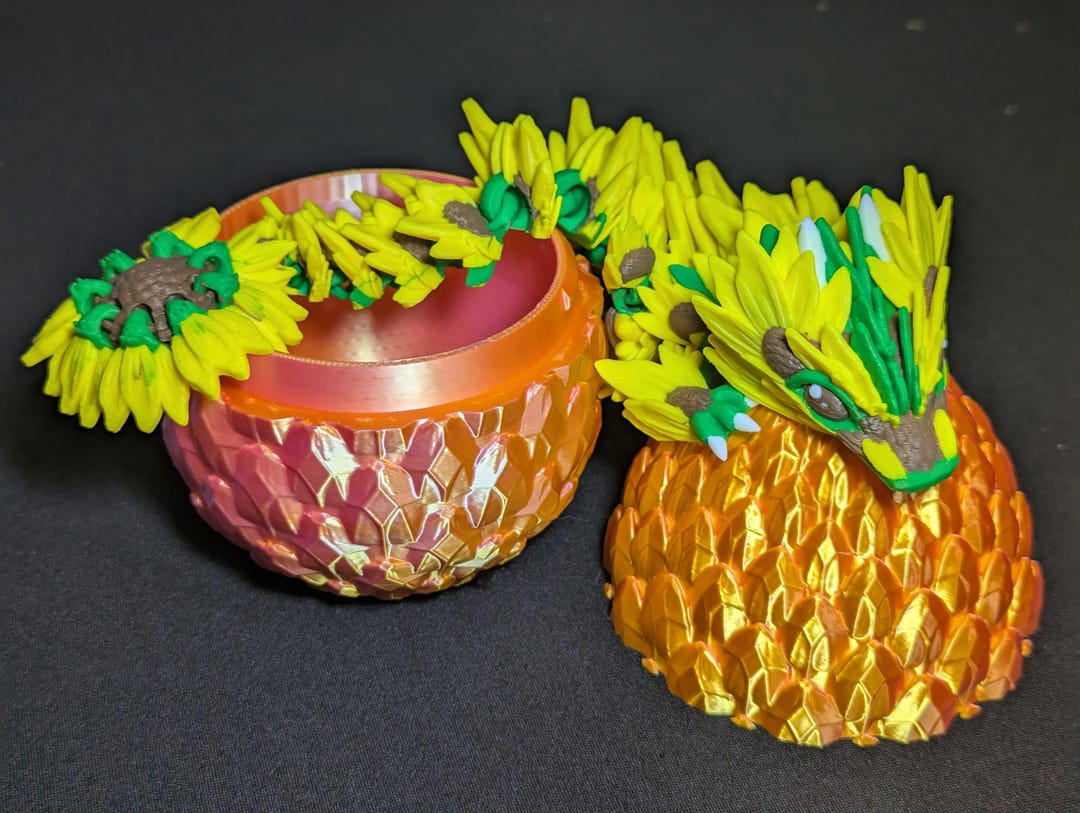 3D Printed Sunflower Dragon | Articulated Flower Dragon Figurine ...