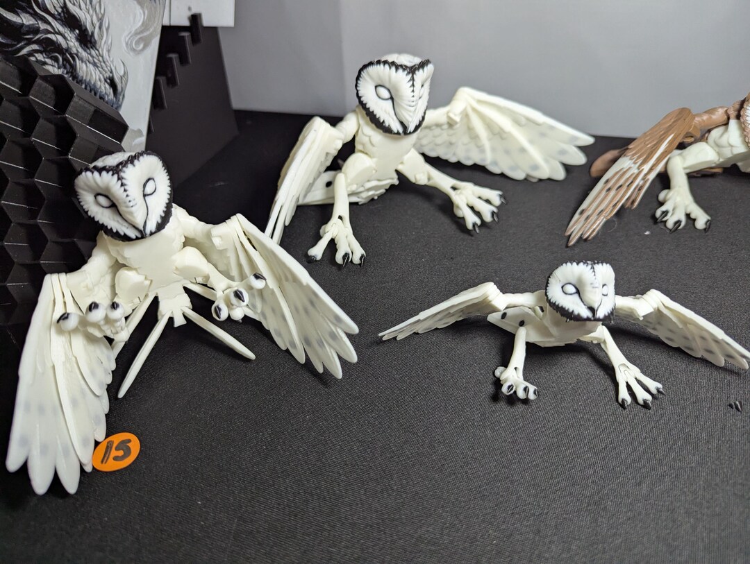 Articulated Barn Owl Figurine – Poseable Barn Owl With Movable Wings ...