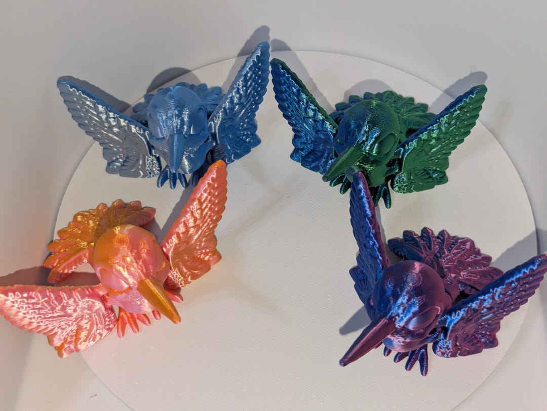 Articulated Hummingbird Statue 3D Printed Movable Wings Cinderwing ...