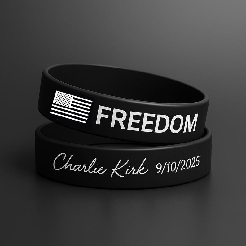 Charlie Kirk Tribute Bracelet, Laser Engraved Silicone “FREEDOM” Band ...