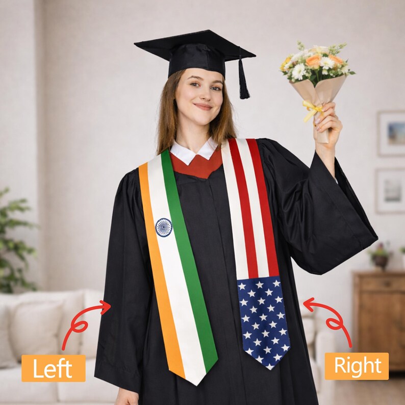 Personalized Graduation Stole, Custom 2/3/4 Flag Stole, Graduation Gift ...