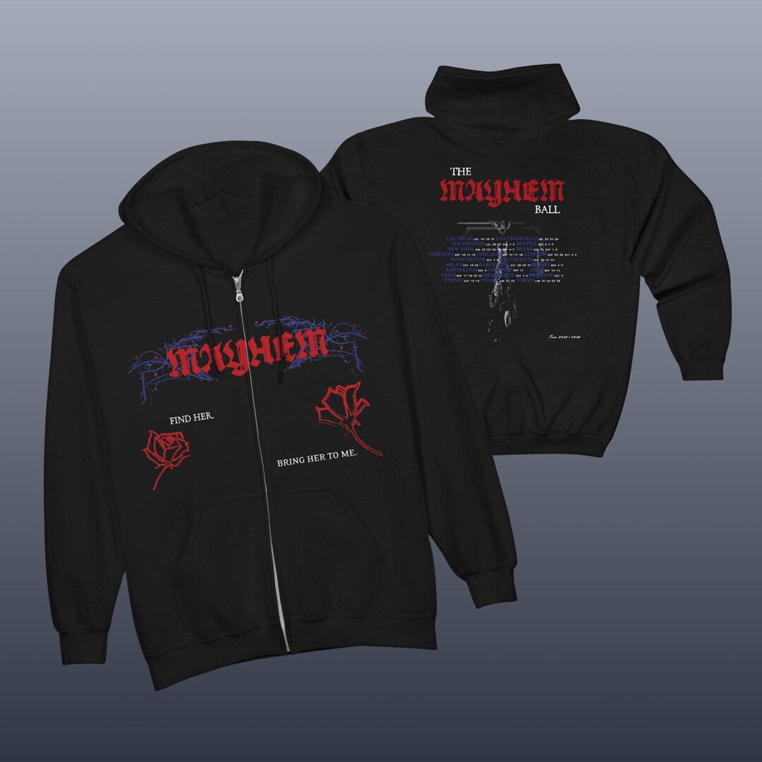 Mayhem Ball Beautiful Nightmare Zip Hoodie, Front & Back Design, Mayhem ...