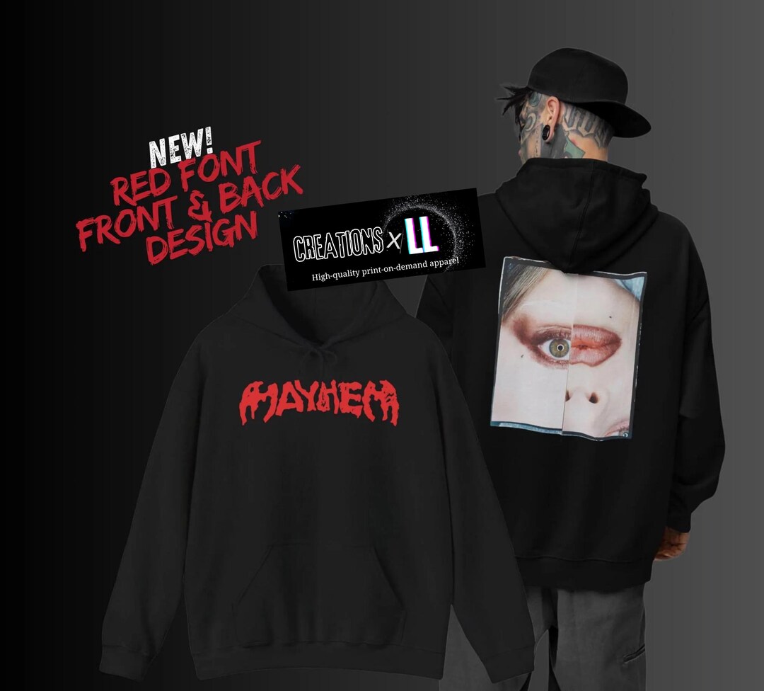 Mayhem Red Font Hoodie: Eye Lip Design, Little Monster Gift - Etsy