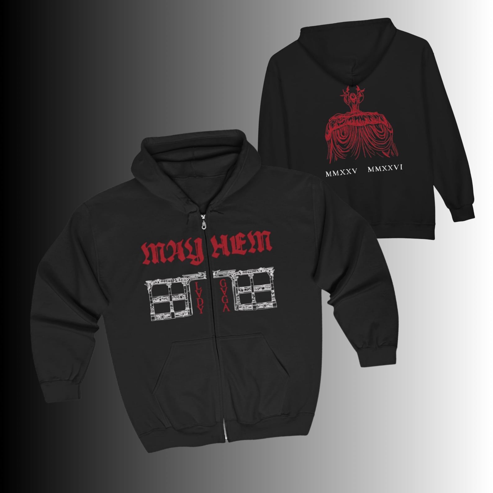 Mayhem Ball Stage and Red Dress Zip Hoodie: Unisex Tour Dates ...