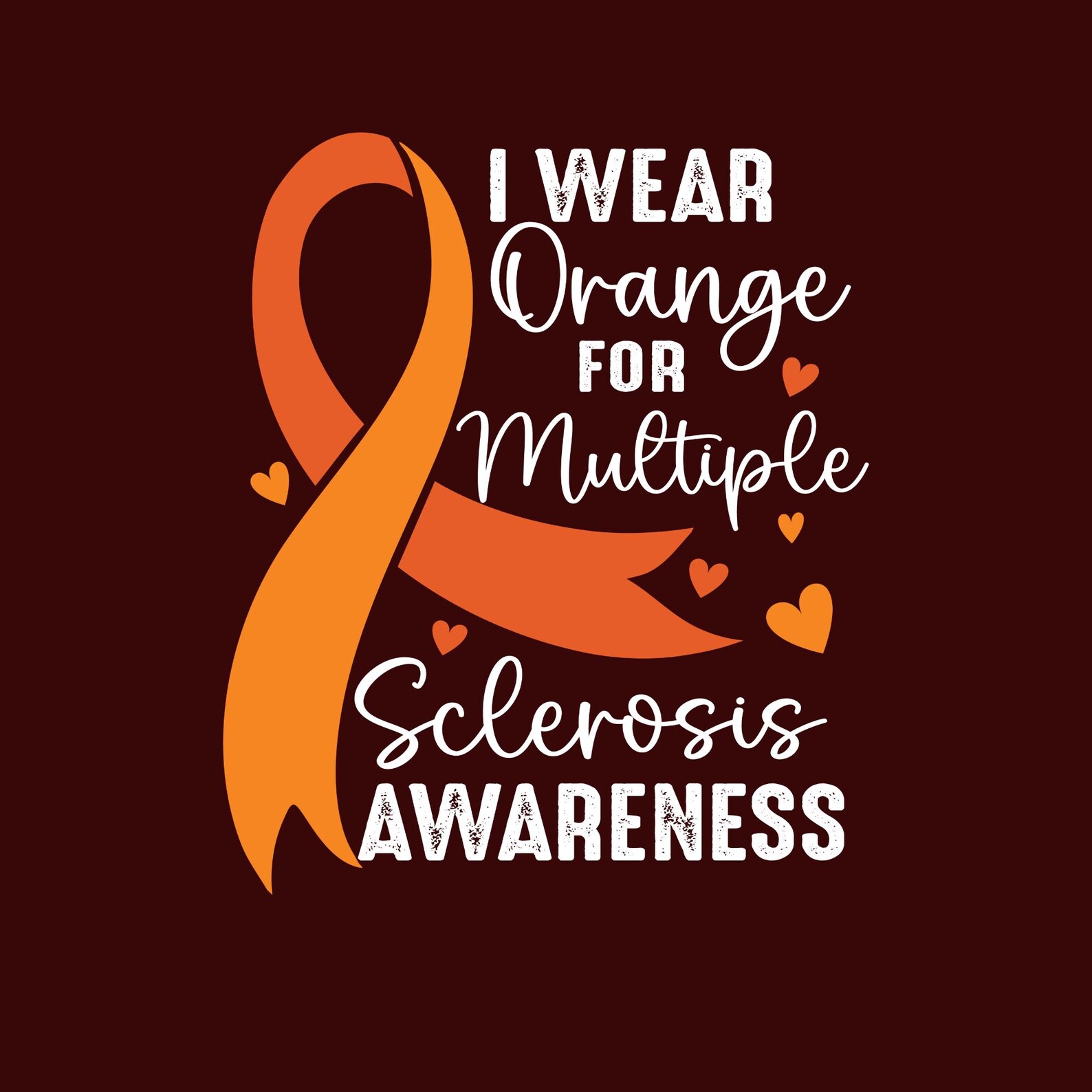 Multiple Sclerosis Awareness Digital PNG, MS Awareness Svg, Orange ...