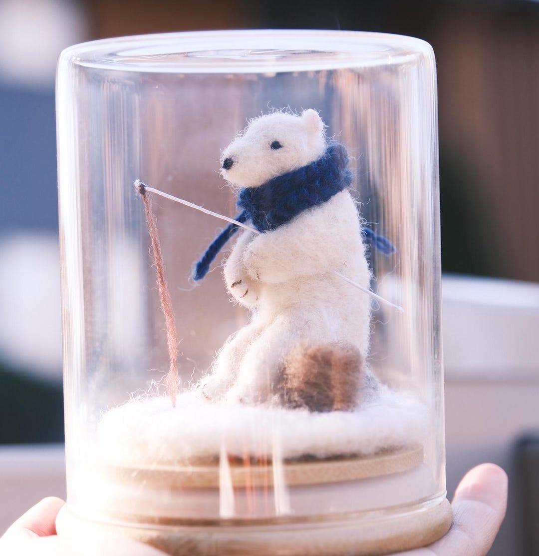 Needle Felted Scene in Glass, Craft Tollsr, Warm Wool Decor, Needle ...