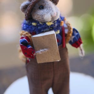 4.2inch Needle Felt Book-loving Mouse, Felt Animal, Housewarming Gift ...