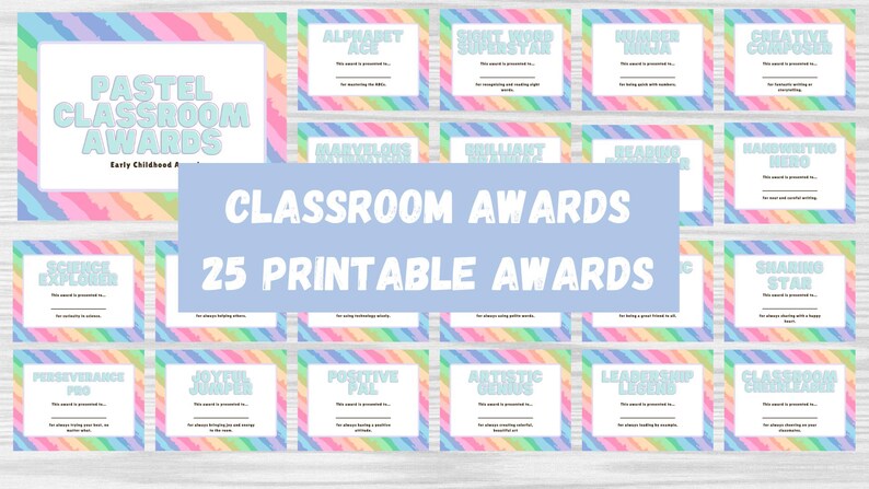 Pastel Rainbow Classroom Awards | 25 Printable Certificates | Early ...
