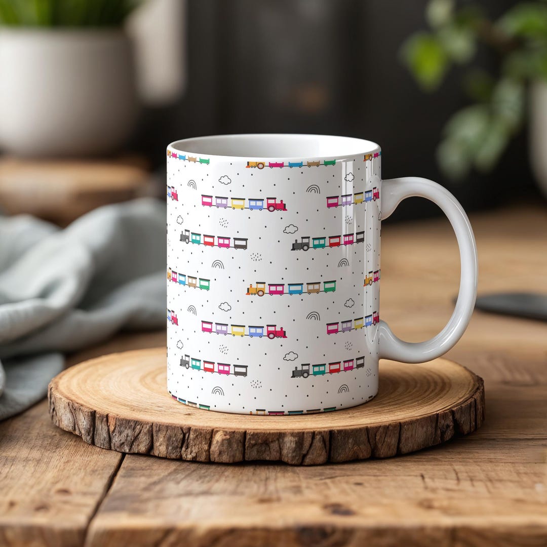 Colorful Train Mug - Cute Train Coffee Cup - Kids Train Lover Gift ...