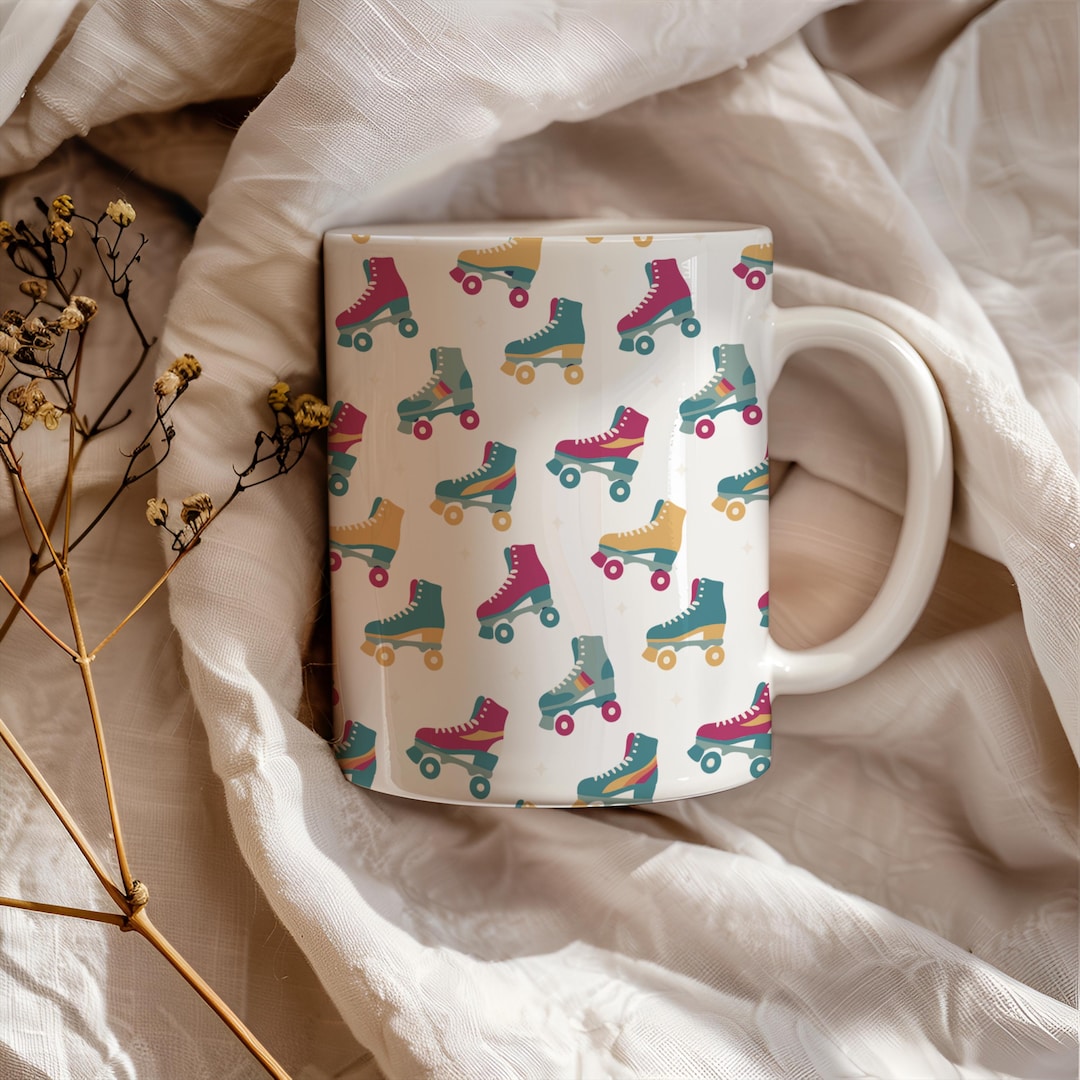 Retro Roller Skate Mug - Cute Vintage Skater Coffee Cup - Colorful ...