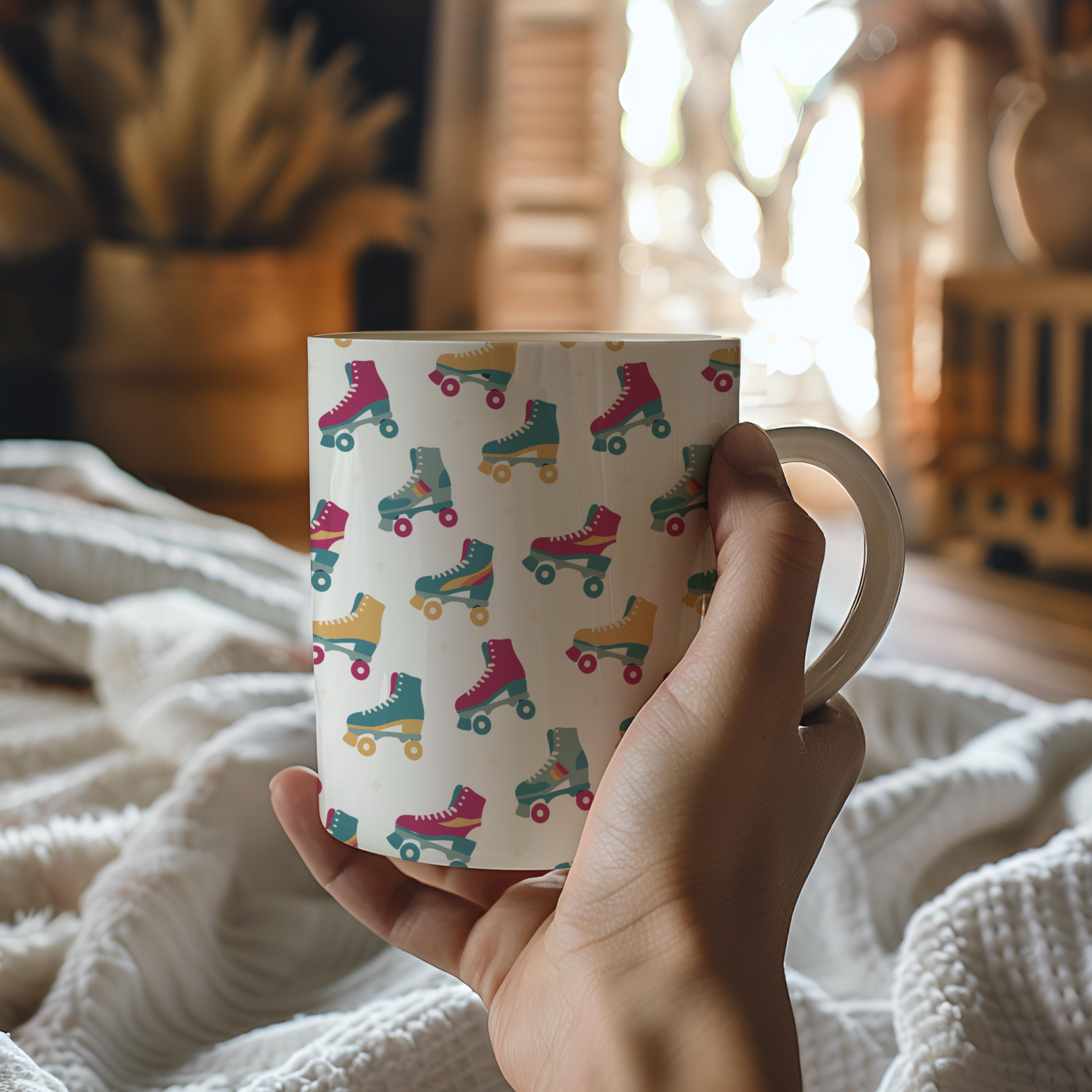 Retro Roller Skate Mug - Cute Vintage Skater Coffee Cup - Colorful ...