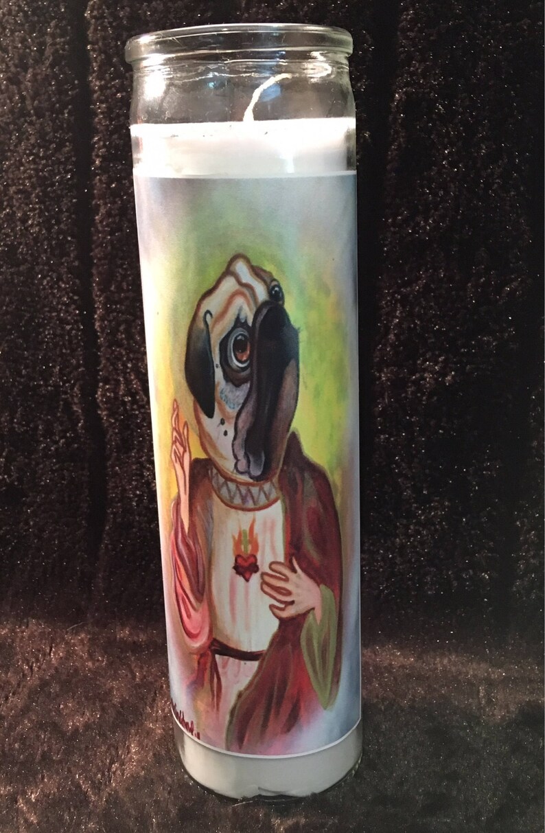 Pug Jesus Prayer Candle - Funny Gifts - Home Decor - Funny Art - Candle ...
